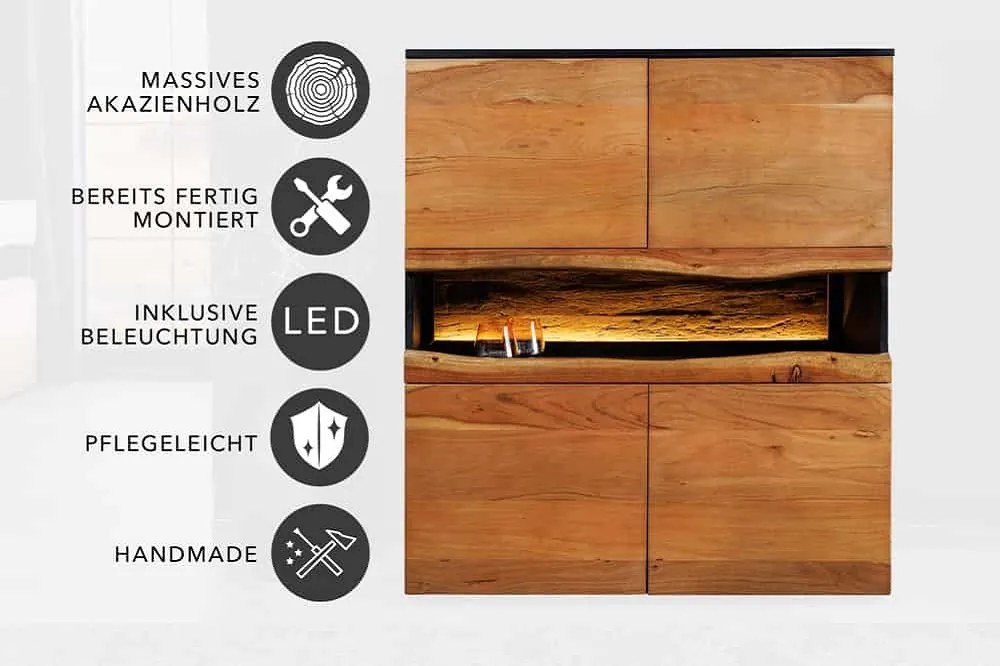 Designová vysoká komoda Feleti 120 cm akácie