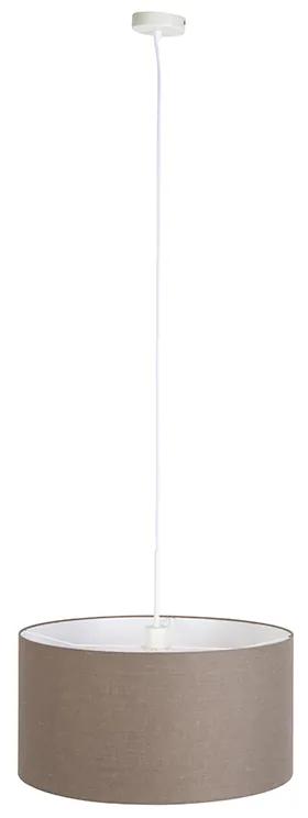 Venkovská závěsná lampa bílá s hnědým odstínem 50 cm - Combi 1