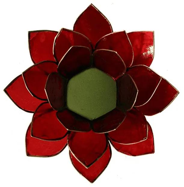 Milujeme Kameny Svícen - lotosový květ - červený - velký