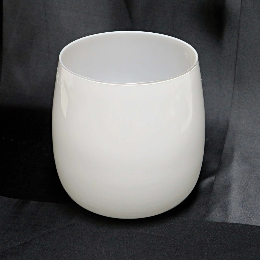 Váza skleněná bílá 17×20cm