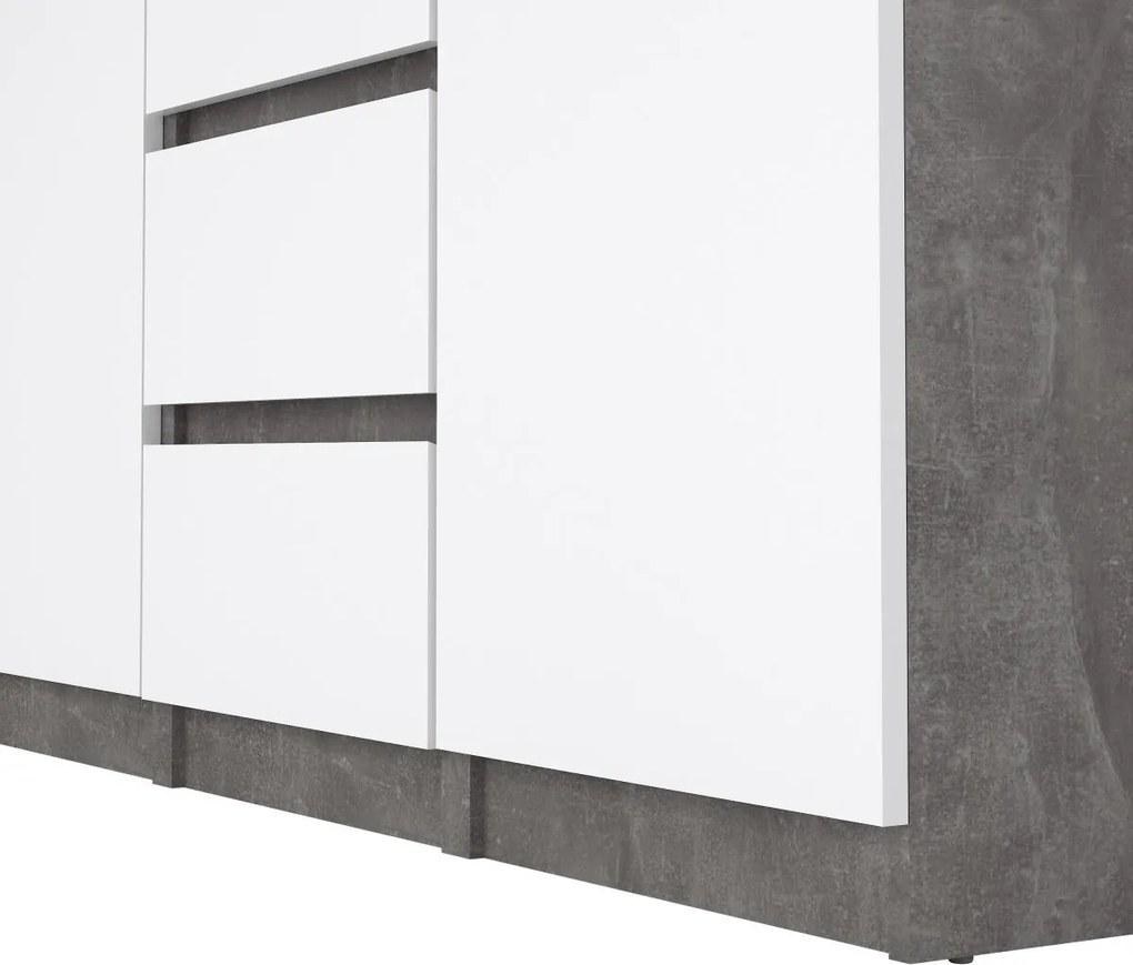 FALCO Komoda Simplicity 236 beton/bílý lesk