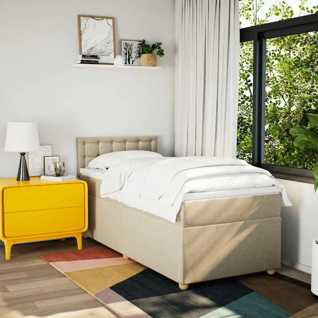 Box spring postel s matrací krémová 80 x 200 cm textil 3286526