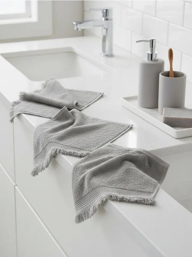 Sinsay - Sada bavlněných ručníků s třásněmi 3 pack - zelená