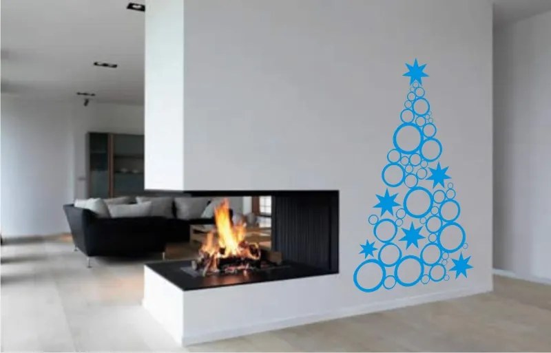 WALLVINIL Samolepky na zeď - Vánoční strom modern Barva: Modrá námořní, Velikost: 80x44 cm