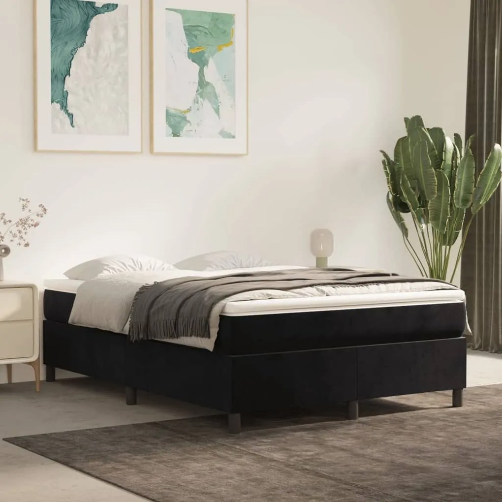 Box spring postel s matrací černá 140 x 190 cm samet 3144677
