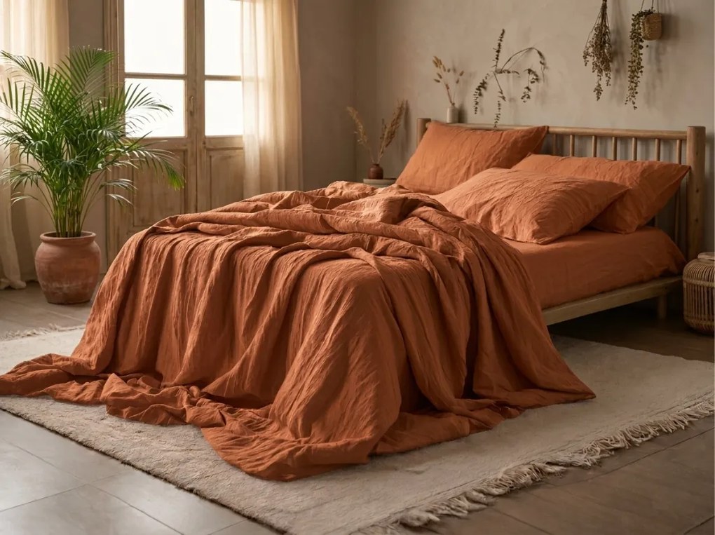 Mušelínové povlečení MUSSARI terakotové Rozměr povlečení: 2 ks 70 x 90 cm | 200 x 220 cm