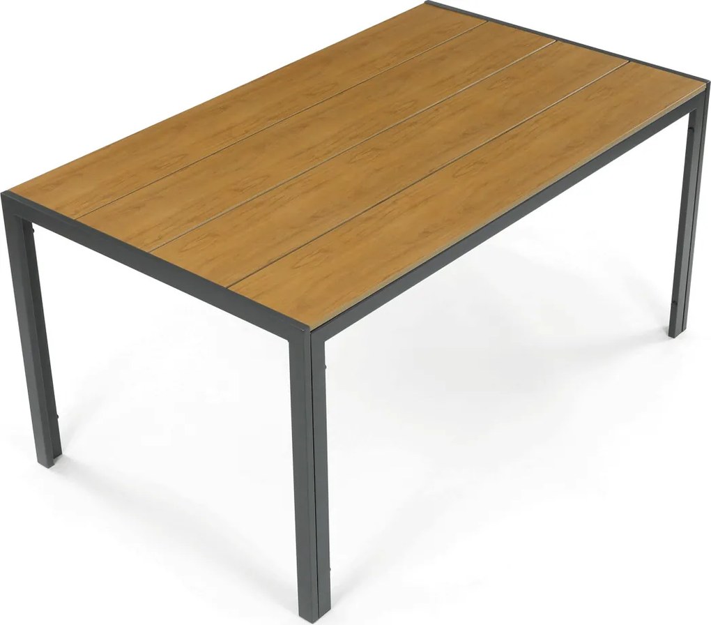 Zahradní stůl WOOD - hnědý polywood / šedá kovová konstrukce
