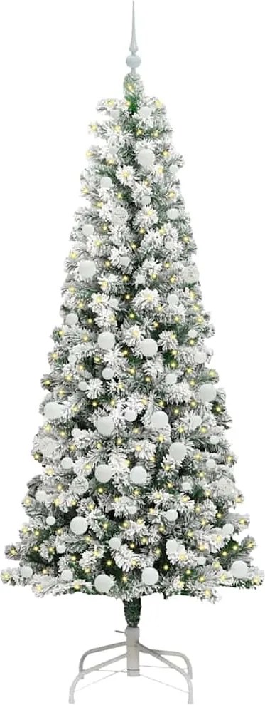Umělý Skládací Vánoční Strom 300 LED Zelená a bílá 210 cm 3395607