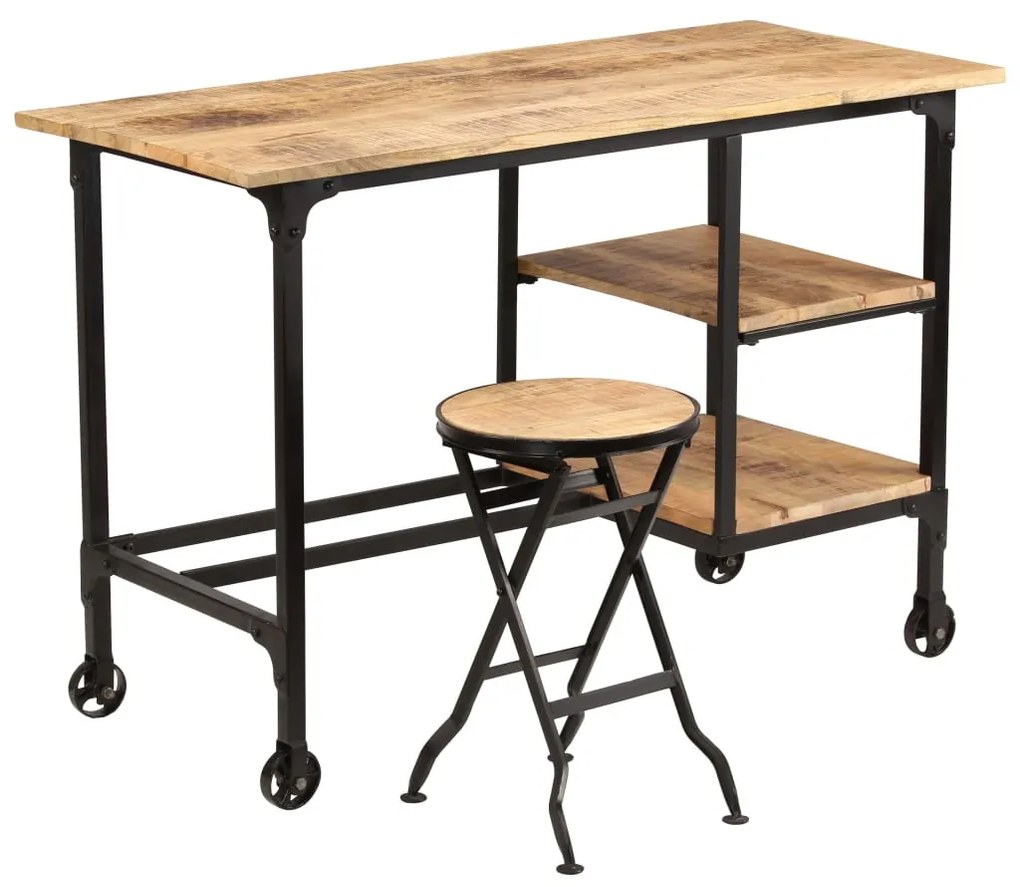 Psací stůl se skládací stoličkou masivní mangovník 115x50x76 cm,  245261