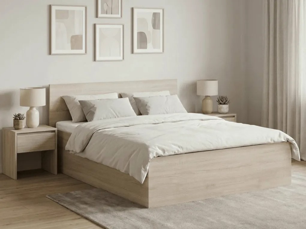 Postel SOFIA 120 x 200 cm, dub sonoma Matrace: Matrace Deluxe 10 cm, Rošt: Bez roštu