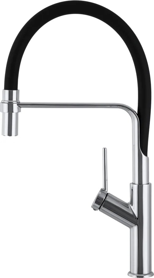 Gamma Venice, vysoká dřezová baterie s elastickým ramenem, h-465, černá matná-chromová, GMA-BVK-CH