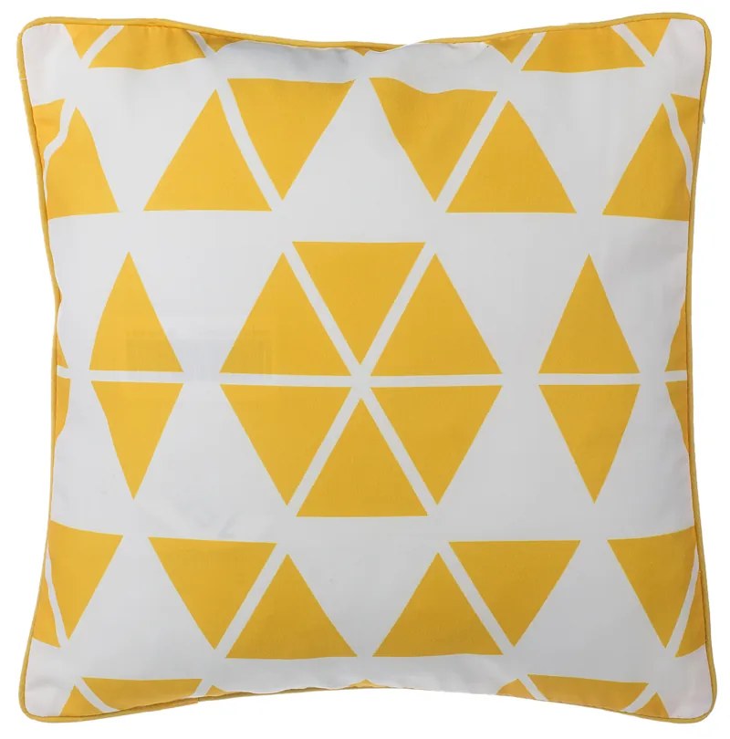 Bílý dekorativní polštář v žluté trojúhelníky 45 x 45 cm PANSY