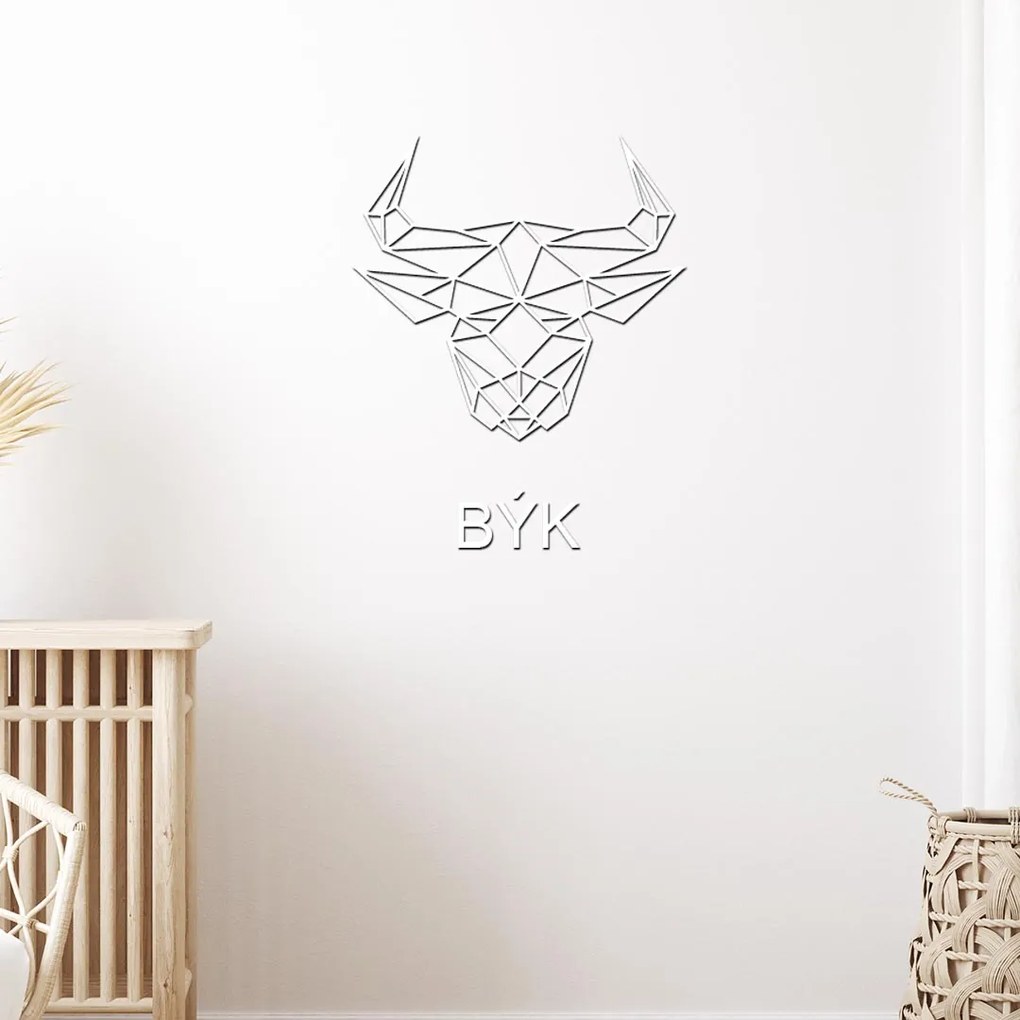 dřevo života Dřevěná samolepka znamení BÝK Zvolte rozměr (cm): 40x37, Zvolte barvu dekoru: Třešeň