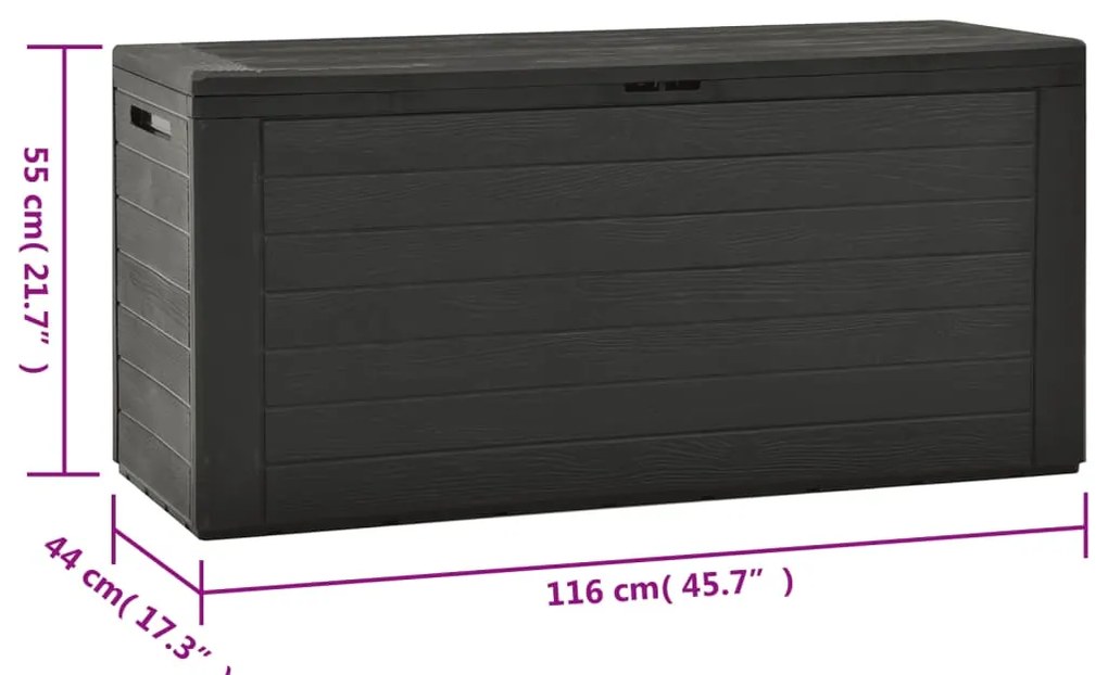 vidaXL Marketos Zahradní úložný box antracitový 116 x 44 x 55 cm