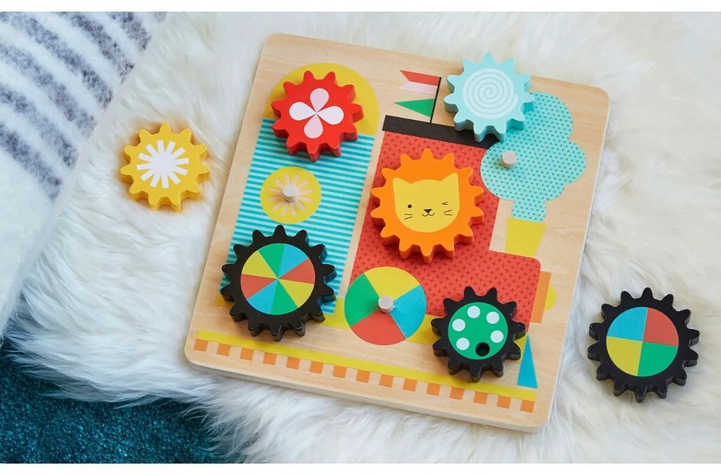 Petit Collage Puzzle ozubená kolečka vláček