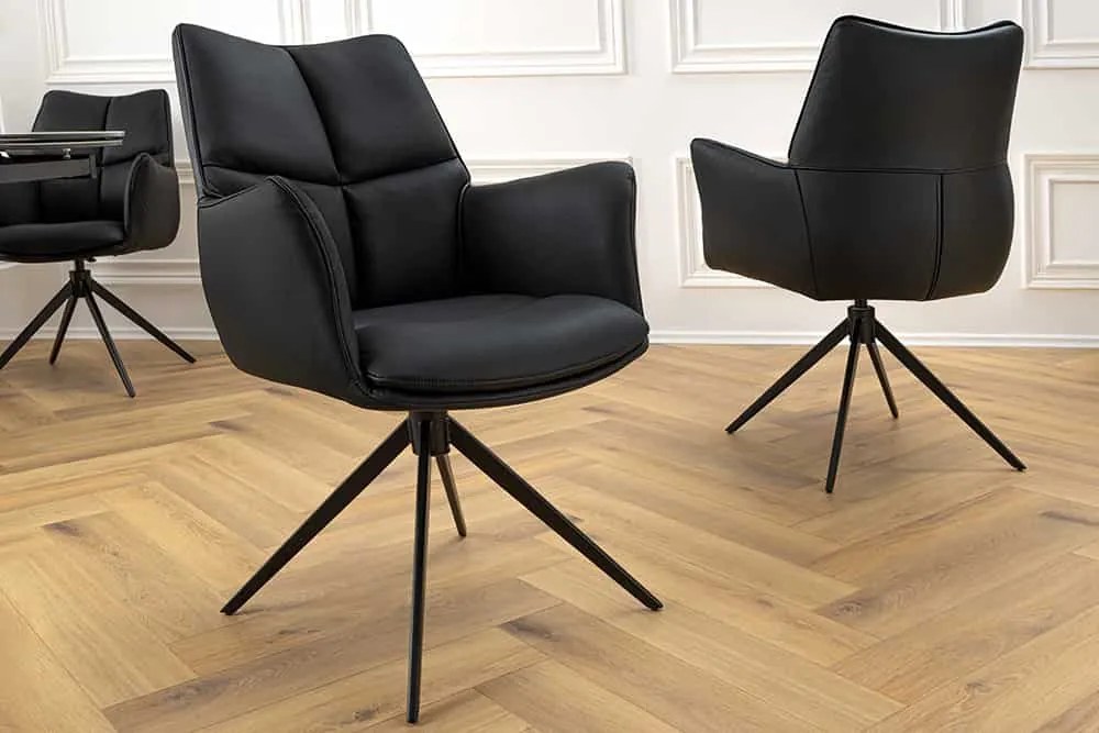 Designová otočná židle Vallerina černá kůže
