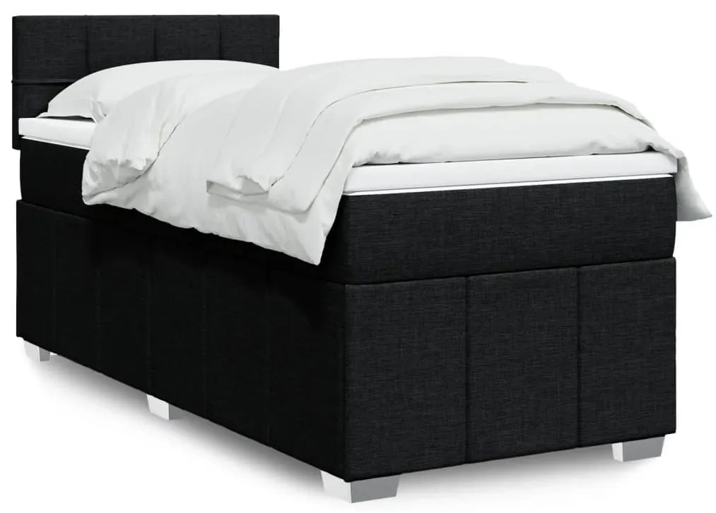 Box spring postel s matrací černá 90x200 cm textil 3286953