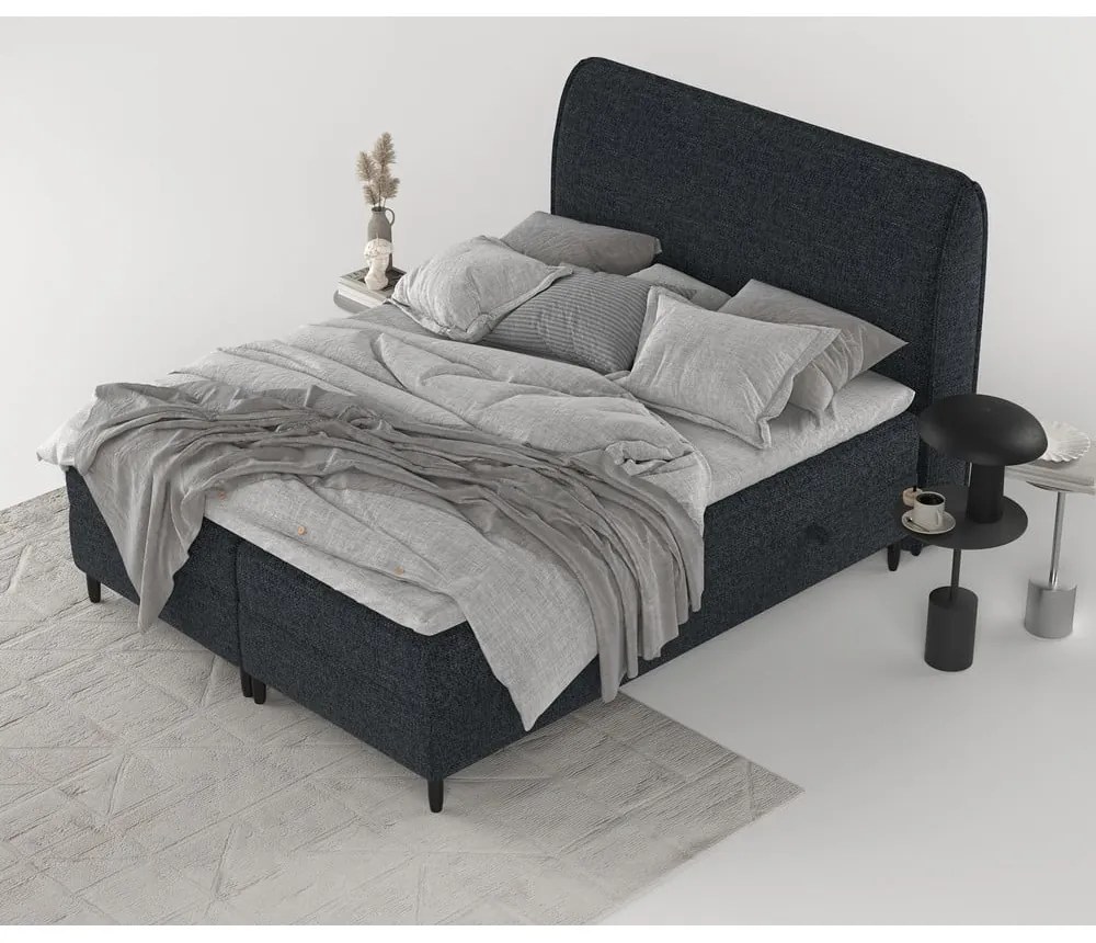 Černá boxspring postel s úložným prostorem 160x200 cm Melba – Maison de Rêve