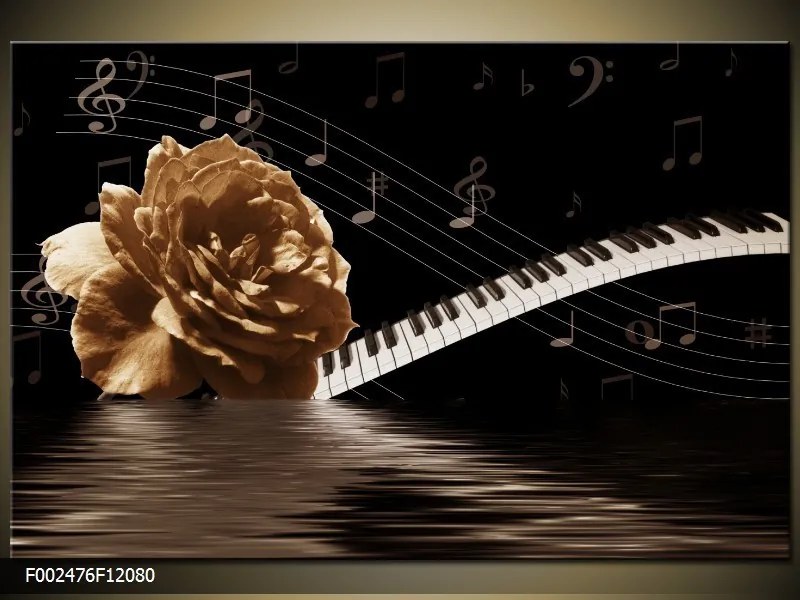 Obraz na plátně Růže s klávesami, Obdélník 120x80cm 2198 Kč