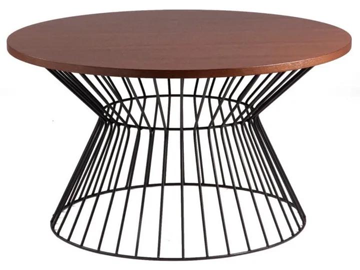 Černý odkládací stolek s deskou v dekoru ořechového dřeva sømcasa Hugo