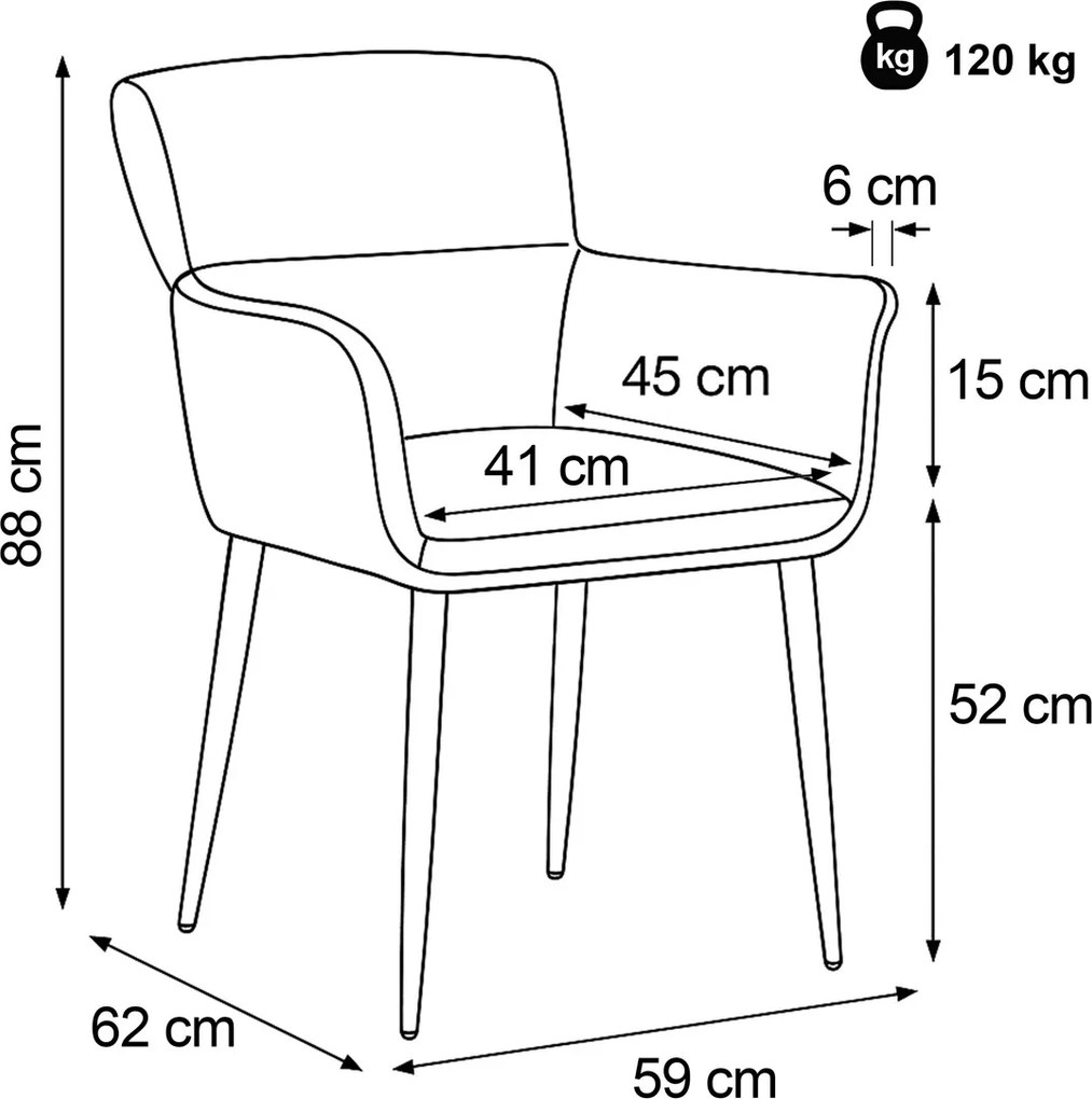 Jídelní židle KANIA - béžová látka / černé kovové nohy
