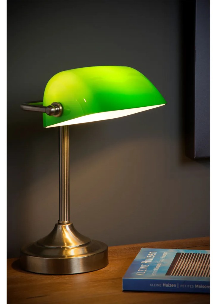 Lucide 17504/01/03 stolní lampa Banker, bronz/zelená, E14, 30cm