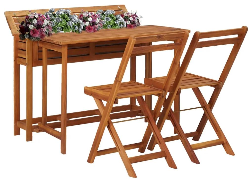 Zahradní stolek s truhlíkem a 2 bistro židlemi masivní akácie - Default Title