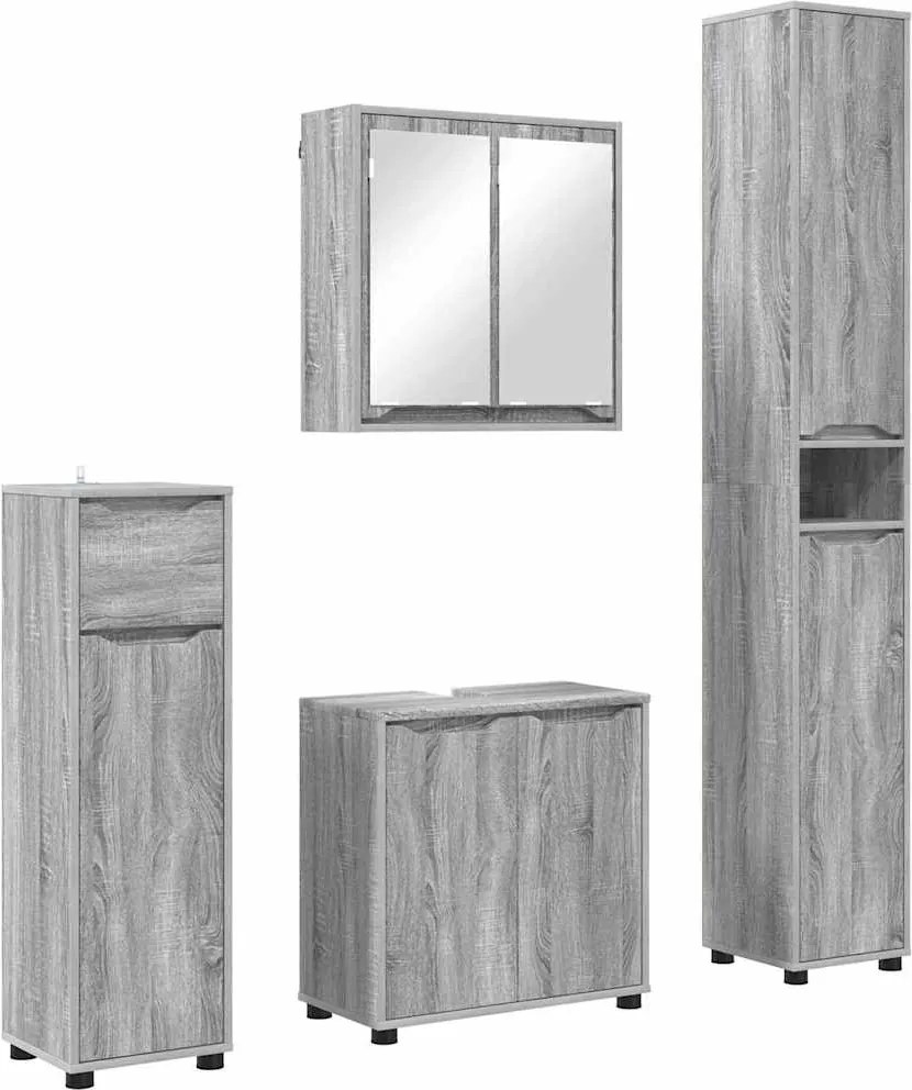 Sada koupelnového nábytku 4 ks Šedá Sonoma 30,5 x 30 x 195 cm 3403846