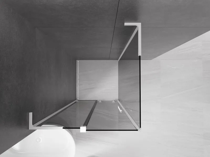 Mexen Velar L, sprchový kout s posuvnými dveřmi 100 x 100 cm, 8mm šedé sklo, bílá matná, 871-100-100-43-20