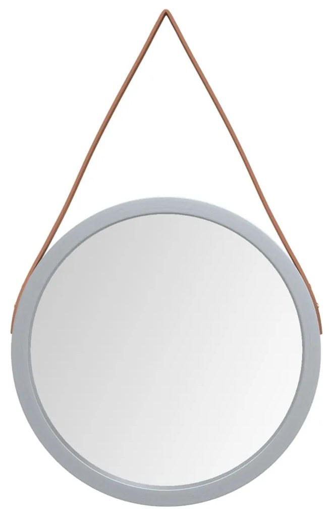 vidaXL Nástěnné zrcadlo s popruhem stříbrné Ø 45 cm