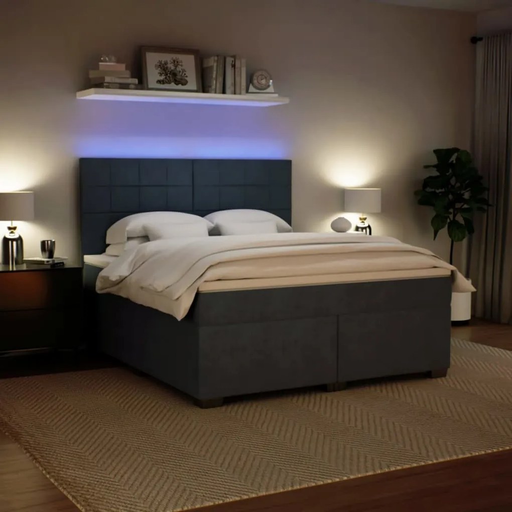 Box spring postel s matrací tmavě šedá 180x200 cm samet 3293279