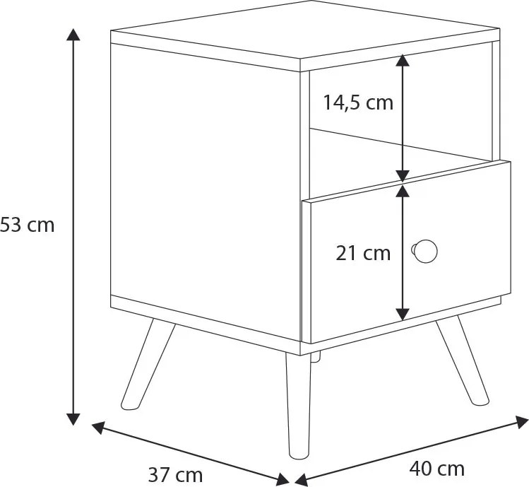 ADRK Furniture Noční stolek se zásuvkou LOGAN