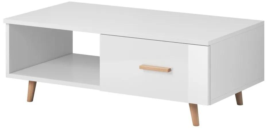 Konferenční stolek Sweden 110 cm bílý mat/bílý lesk