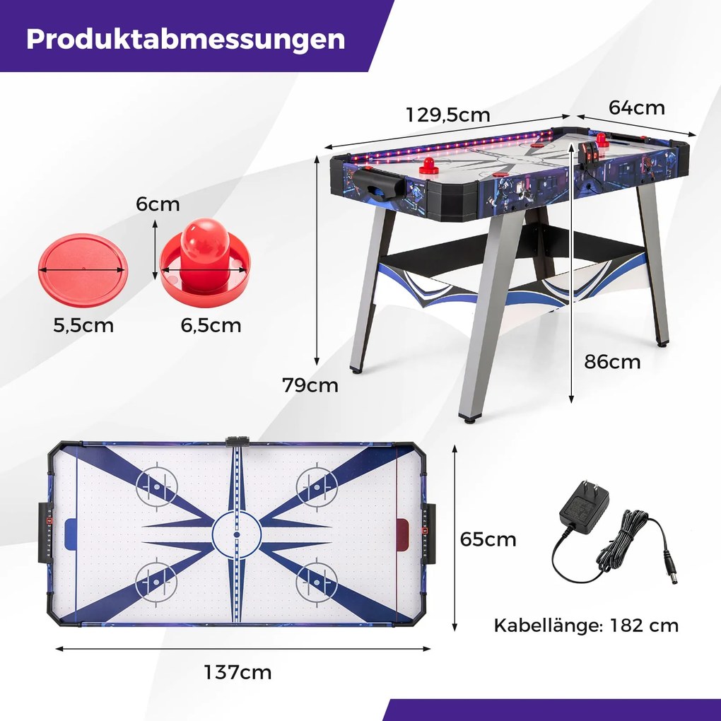 Costway Air Hockey Table Poháněný hokejový stůl s 2 posuvníky a puky