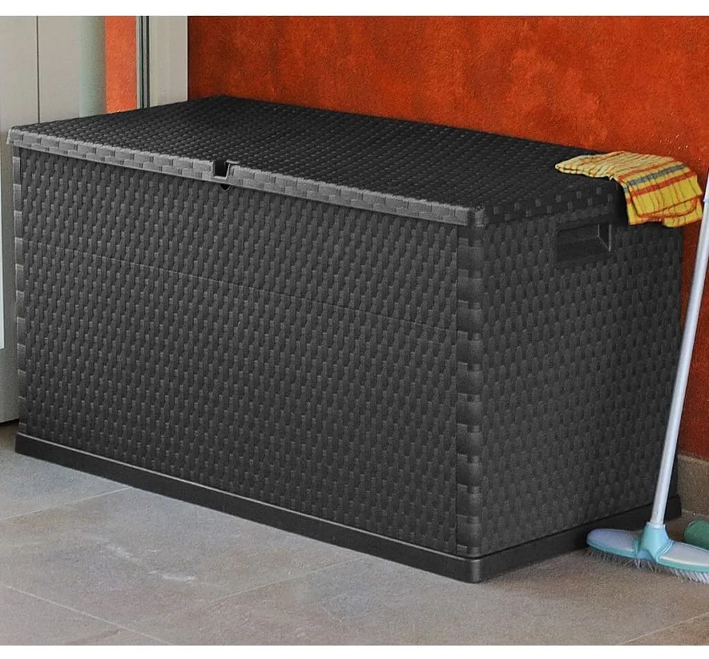 vidaXL Zahradní úložný box antracitový 120 x 56 x 63 cm PP ratan