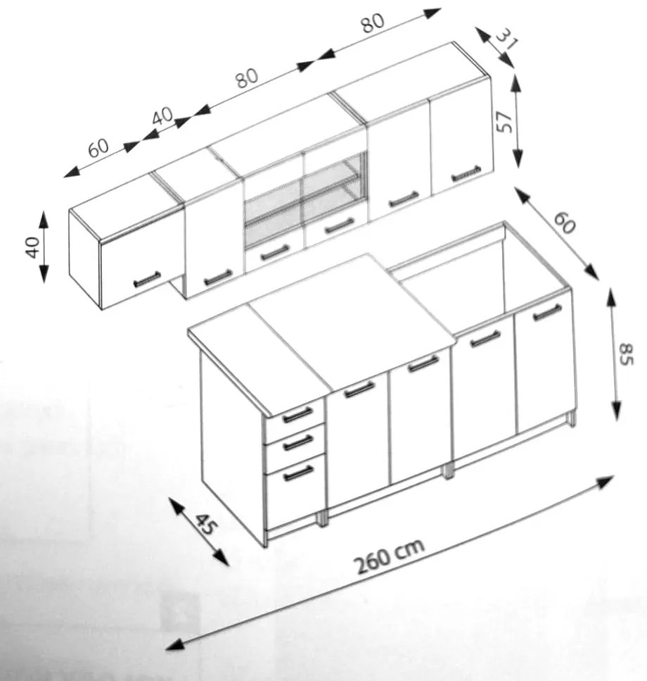 Kuchyňská linka PERLA 260 Halmar