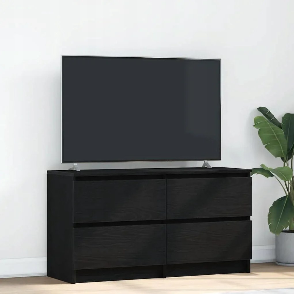 Tv Skříňka Betonově Šedá 100X35X54 Cm Kompozitní Dřevo Černá 100 cm (4 zá