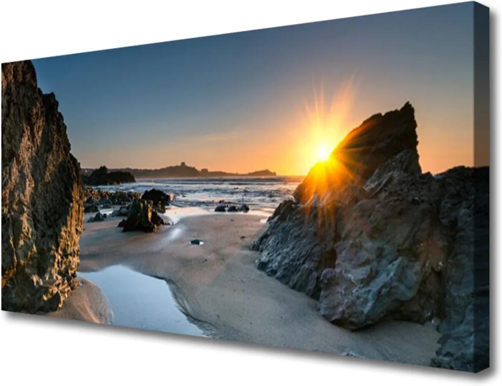 Obraz Canvas Skála Pláž Slunce Krajina