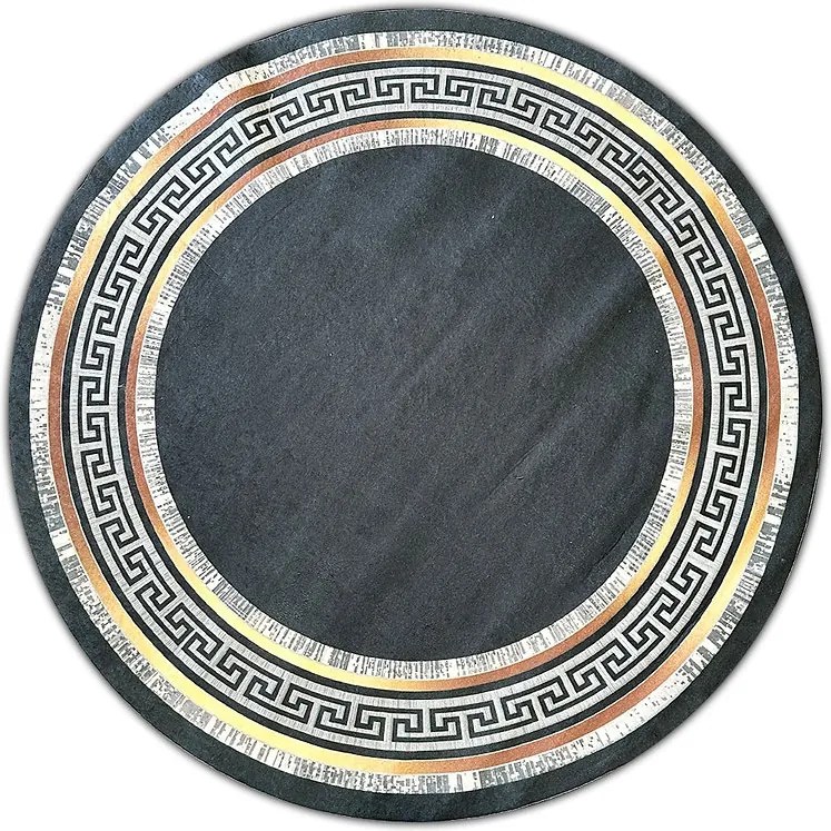 BE Koberec Porte 2228 BLACK GOLD - černý kulatý Rozměr: 80 cm