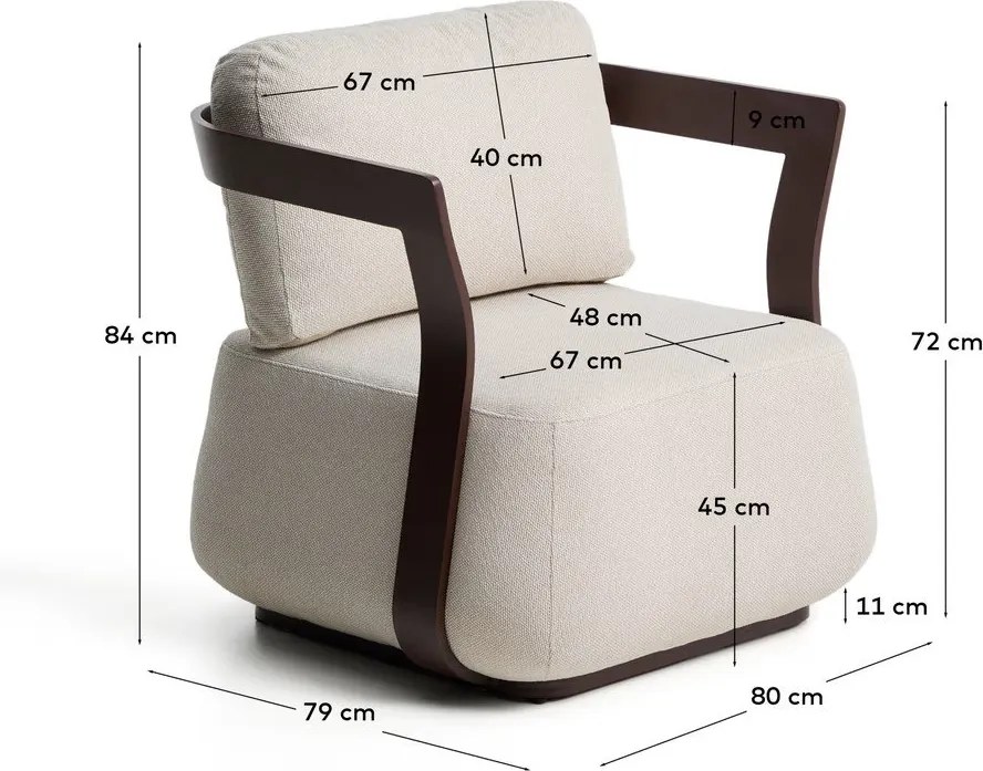 Hnědé/krémové polstrované zahradní křeslo Tamaris – Kave Home