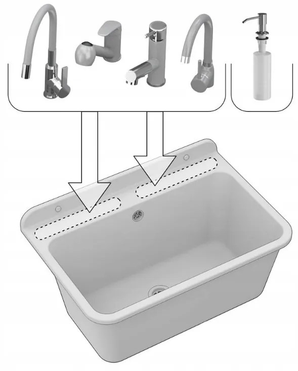 Sink Quality Universe, univerzální plastová výlevka 61x41x30 cm + sifon, 1-komorová, černá, SKQ-KGLK60-BK
