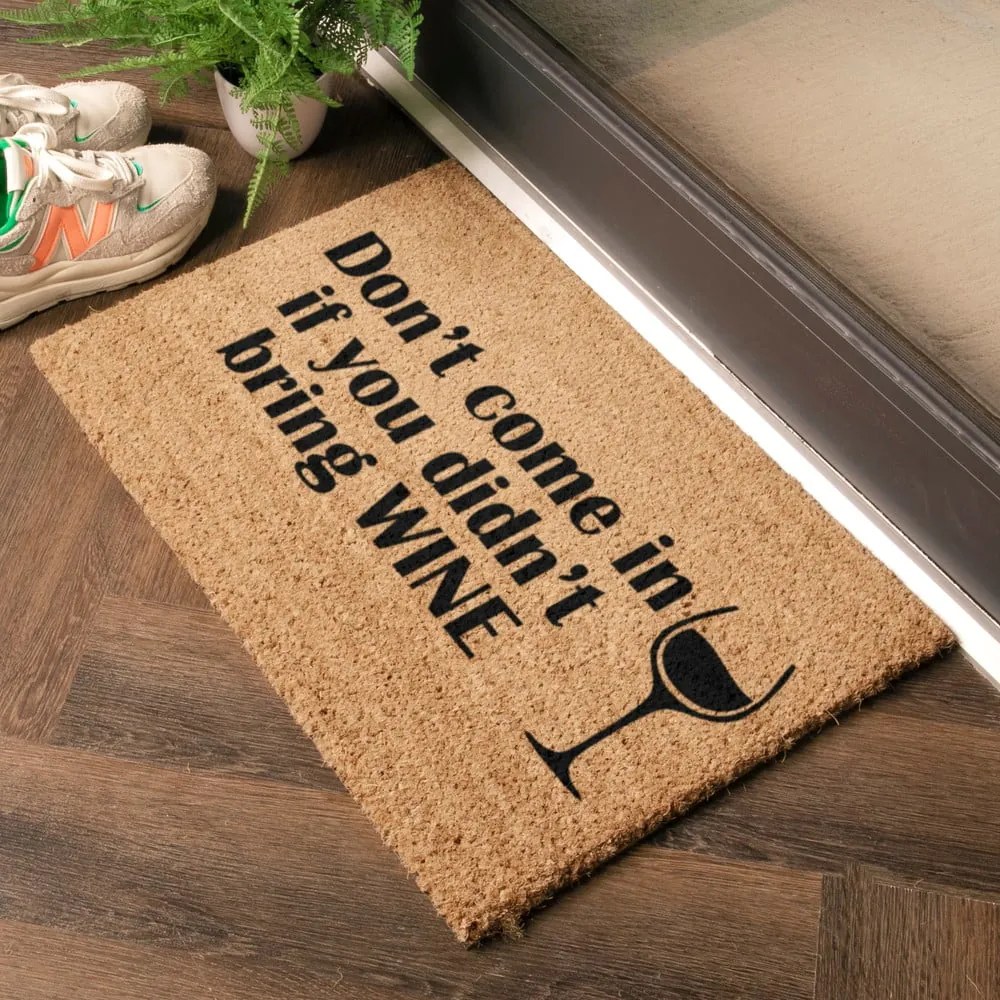 Rohožka z kokosového vlákna 40x60 cm Without Wine – Artsy Doormats