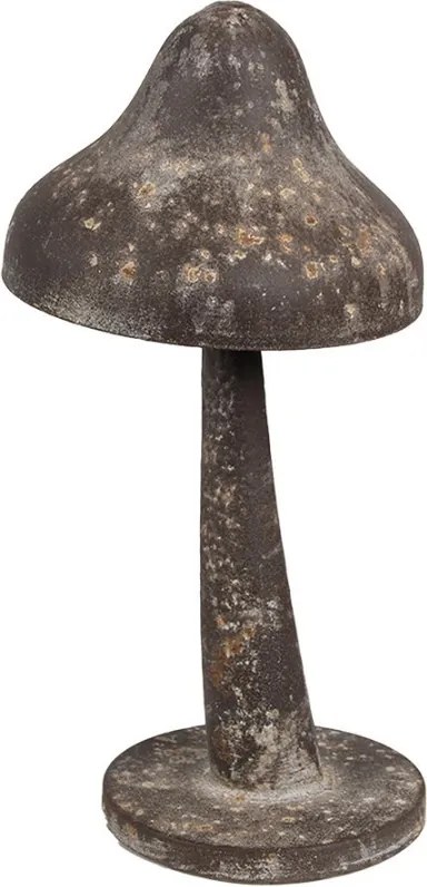 Hnědá antik plechová dekorace houba - Ø 14*27 cm