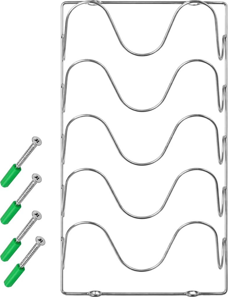 Camerazar Držák kuchyňských poklic pro 5 poklic, kovový, nástěnný, k zavěšení na dveře nebo zeď