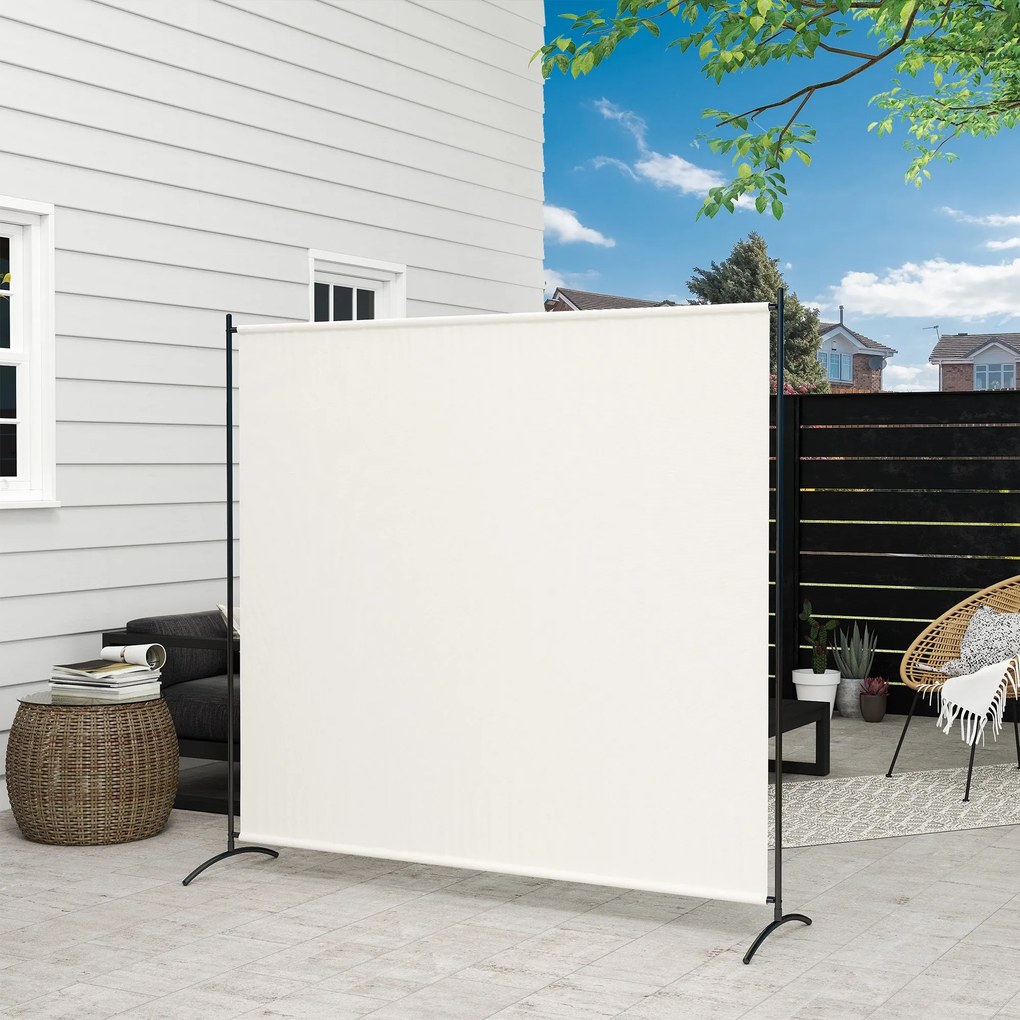 Outsunny jednopanelová venkovní přepážka pro soukromí, voděodpudivý panel s UV30+, stabilní základna, béžová (180 × 50 × 180 cm)