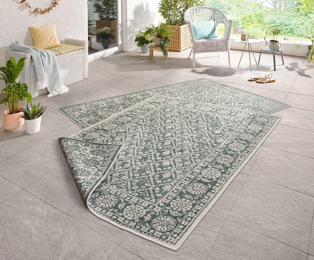 NORTHRUGS - Hanse Home koberce Kusový koberec Twin-Wendeteppiche 103115 grün creme – na ven i na doma - 160x230 cm