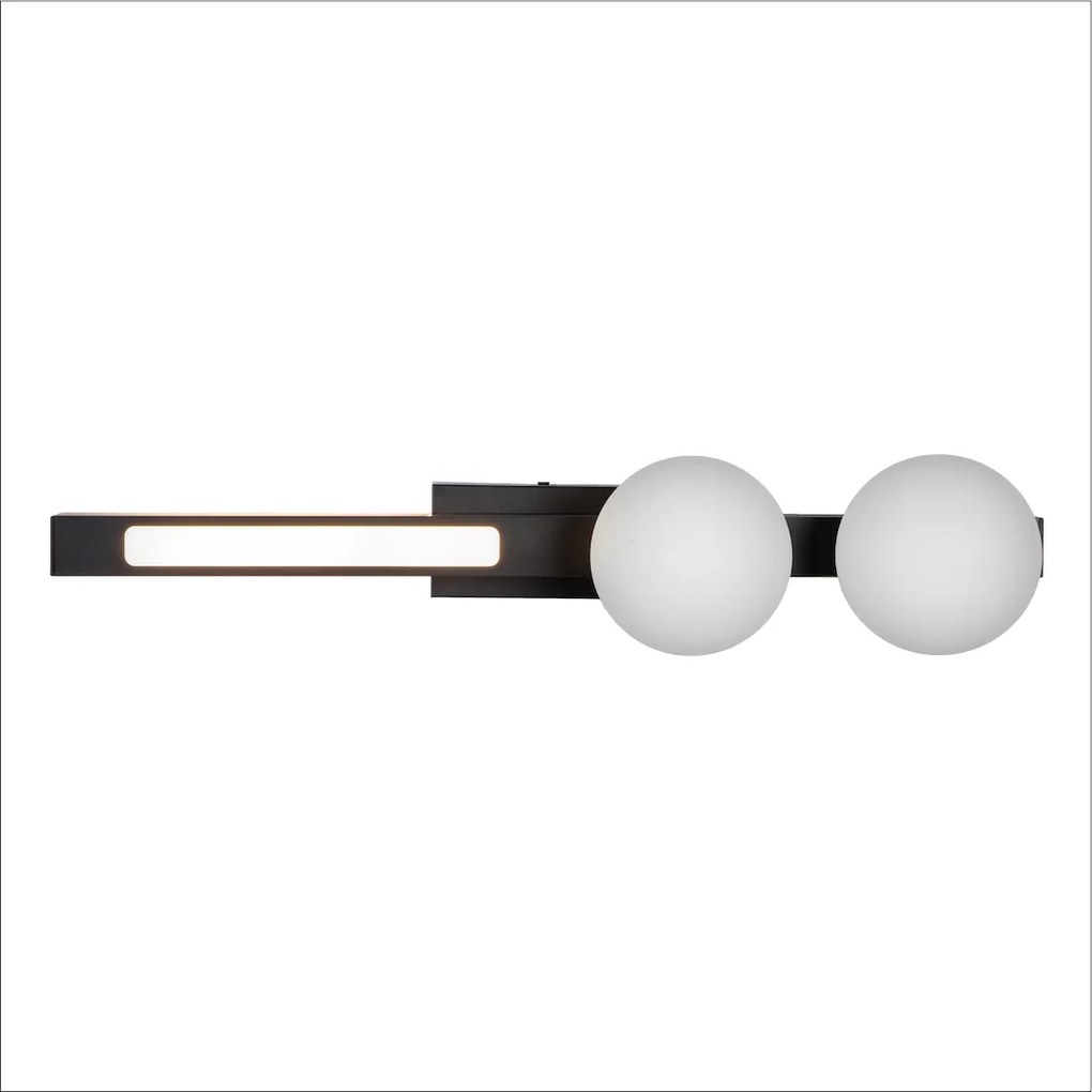 Nástěnné svítidlo Magnet2, 2x bílé skleněné stínítko + 1x LED 13W, b