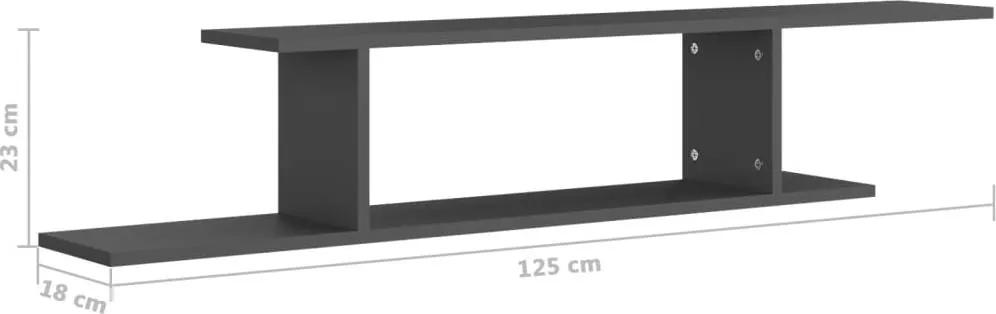 vidaXL Nástěnná TV police 125x18x23 cm dřevotříska [806991] Barva: Betonová šedá