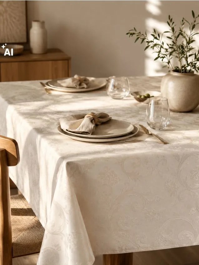 Sinsay - Ubrus se žakárovým ornamentálním vzorem - krémová