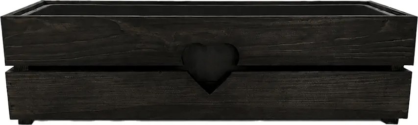 AMADEA Dřevěný obal s truhlíkem se srdcem tmavý, 62x21,5x17cm Český výrobek